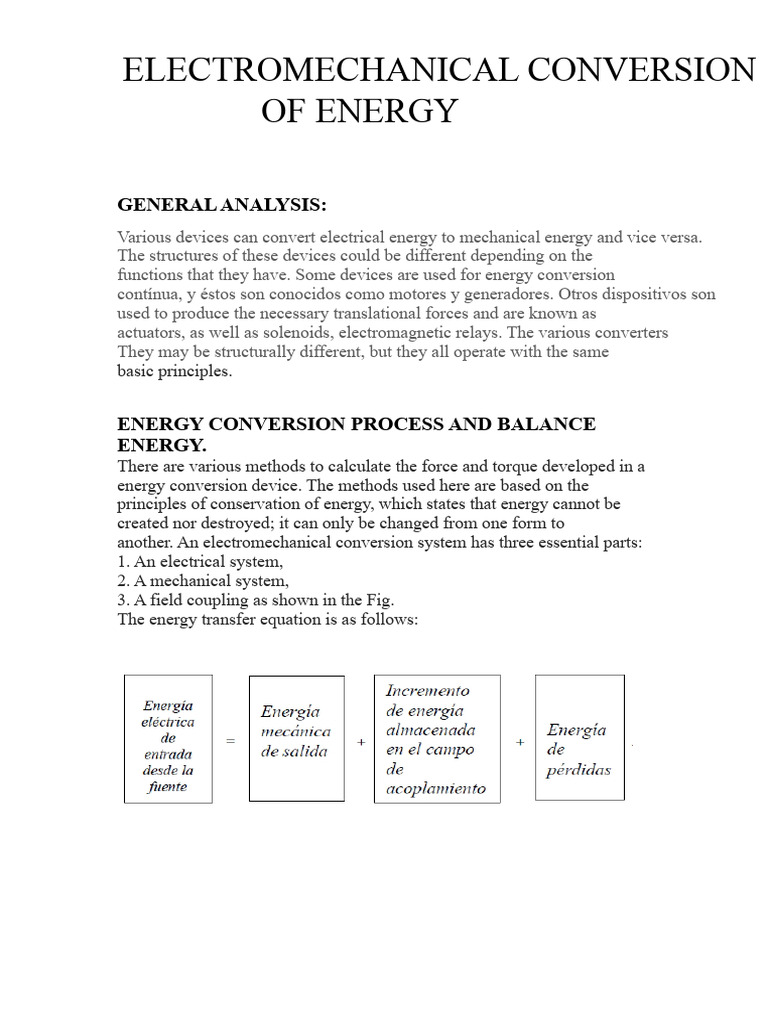 Electromechanical Conversion of Energy Fabian | PDF | Magnetic Field ...