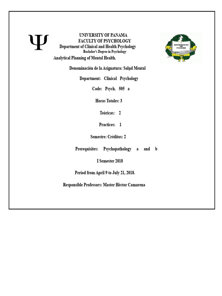 Mental Health Course Overview at UP | PDF | Mental Health | Mental Disorder
