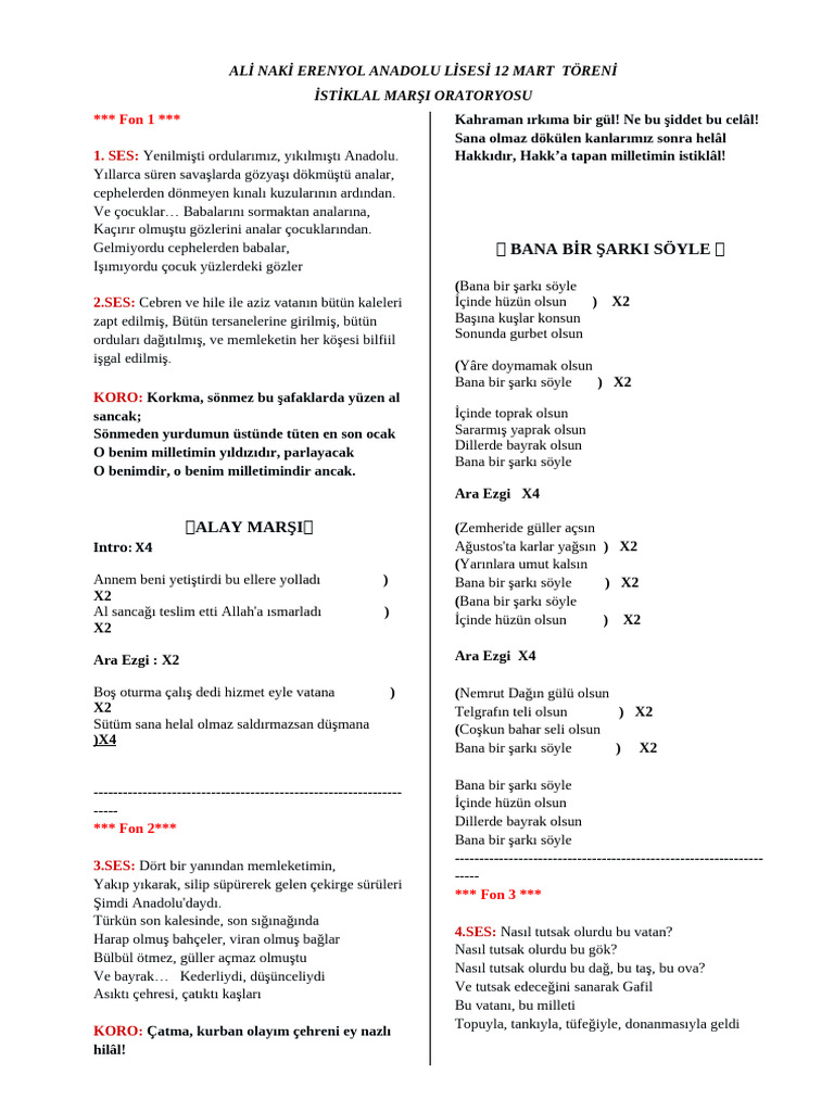 Aneal 12 Mart Oratoryosu 2025-2026 | PDF