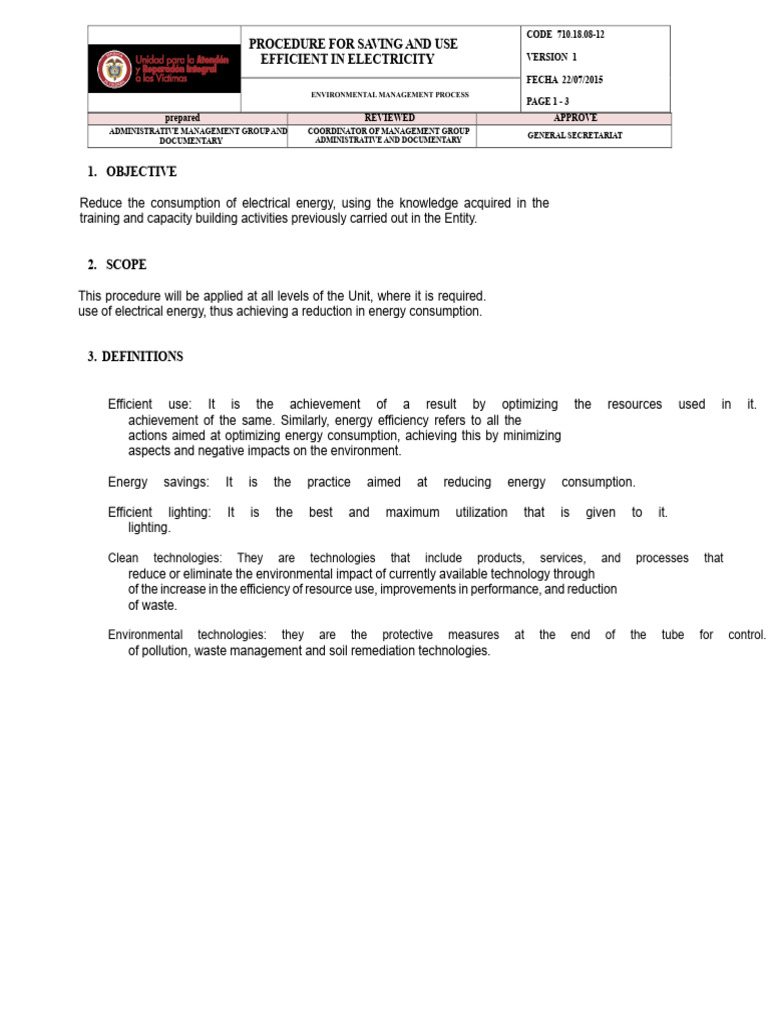 Electricity Efficiency Saving Procedure | PDF | Energy Conservation ...