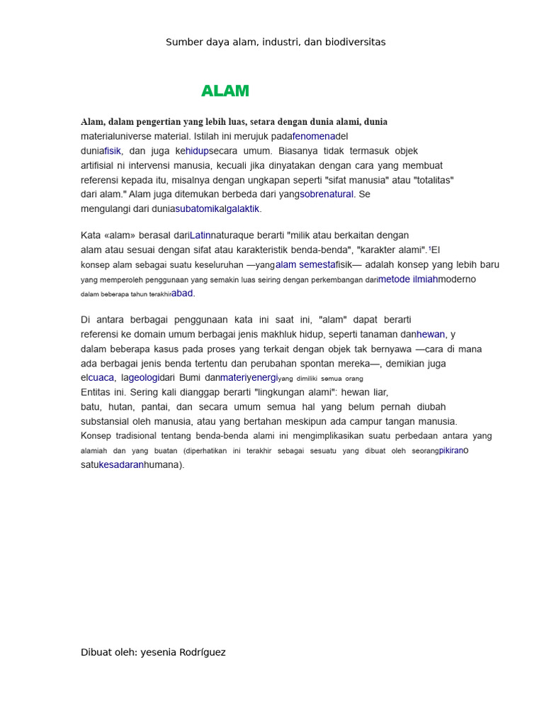 Pentingnya Merawat Alam dan Biodiversitas | PDF