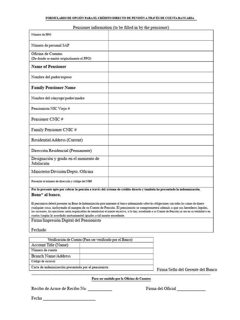 Formulario de Crédito Directo de Pensión | PDF | Bancos | Bancario