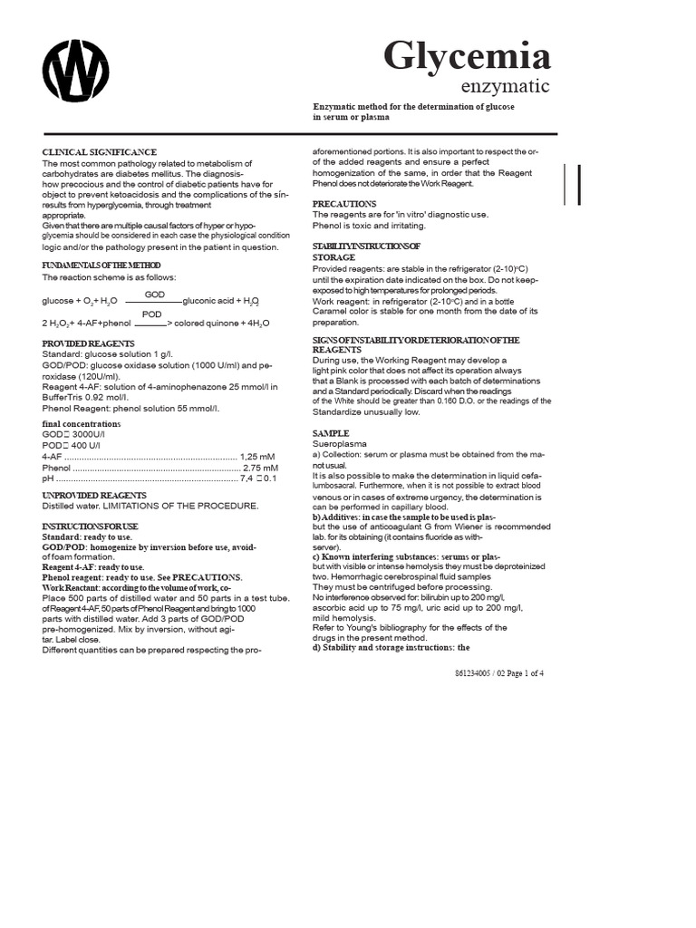 Blood glucose - Wiener Insert[1]-Converted (1) | PDF | Blood Plasma ...