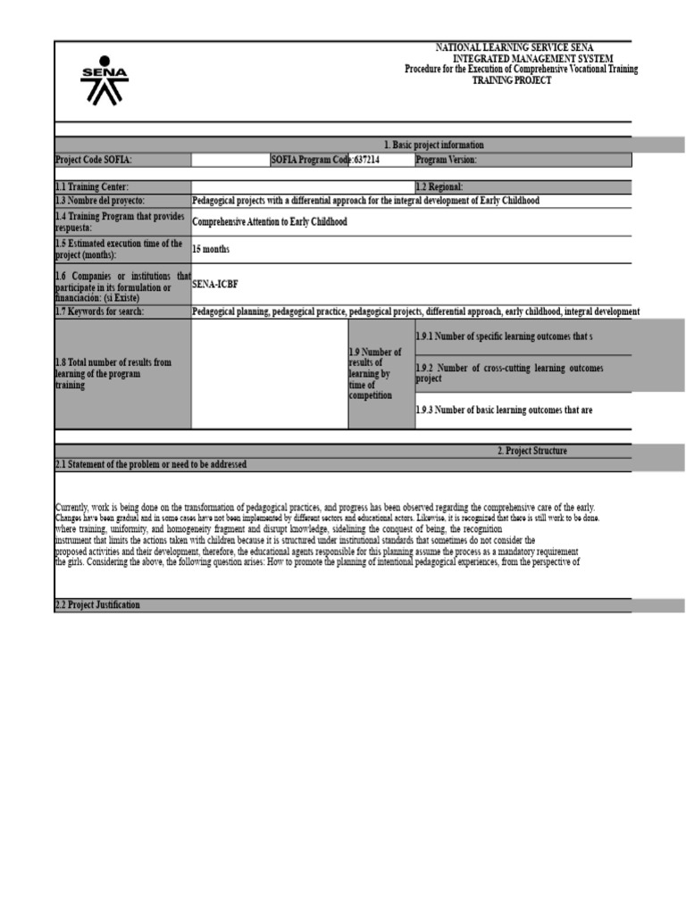 GFPI-F-016 Training Project Format AIPI | PDF | Vocational Education | Pedagogy