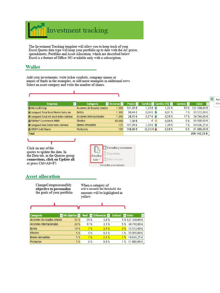 Investment Tracking Excel | PDF | Investing | Asset Allocation