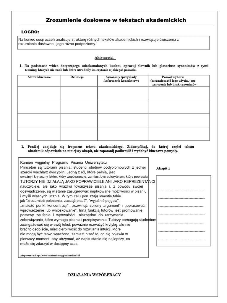 Rozumienie Dosłowne W Tekstach Akademickich | PDF