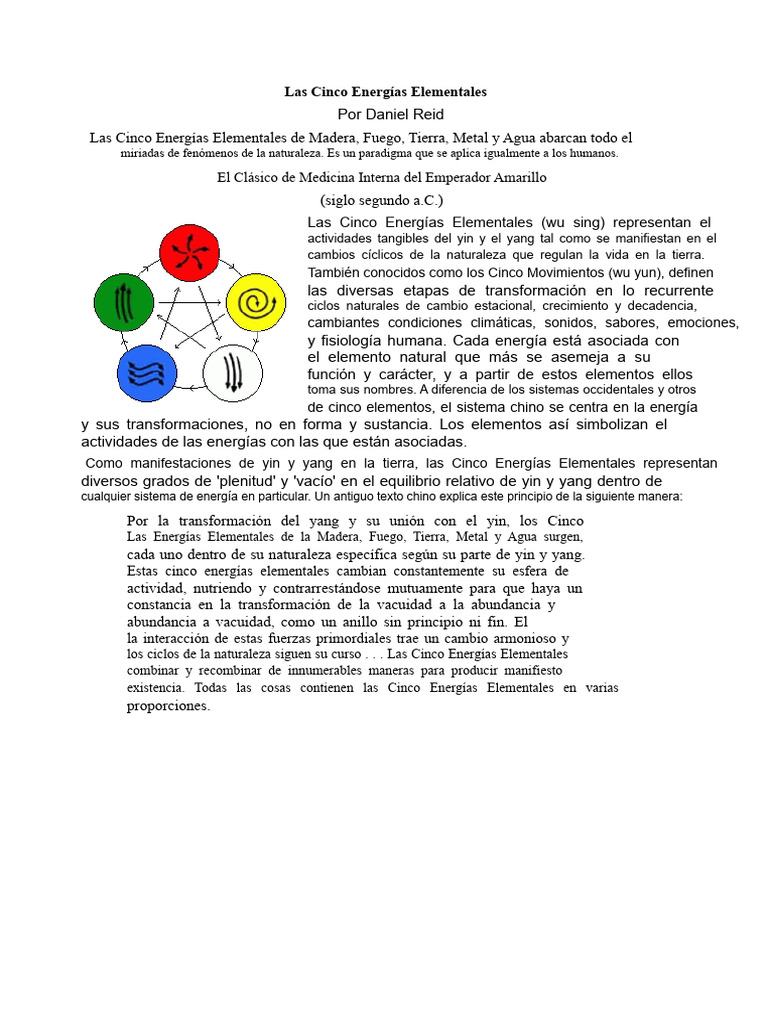 Daniel Reid - Las Cinco Energías Elementales | PDF | Agua | Yin y yang