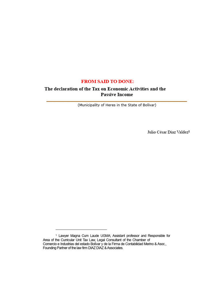 The Declaration of The Tax On Economic Activities and Passive Income in ...