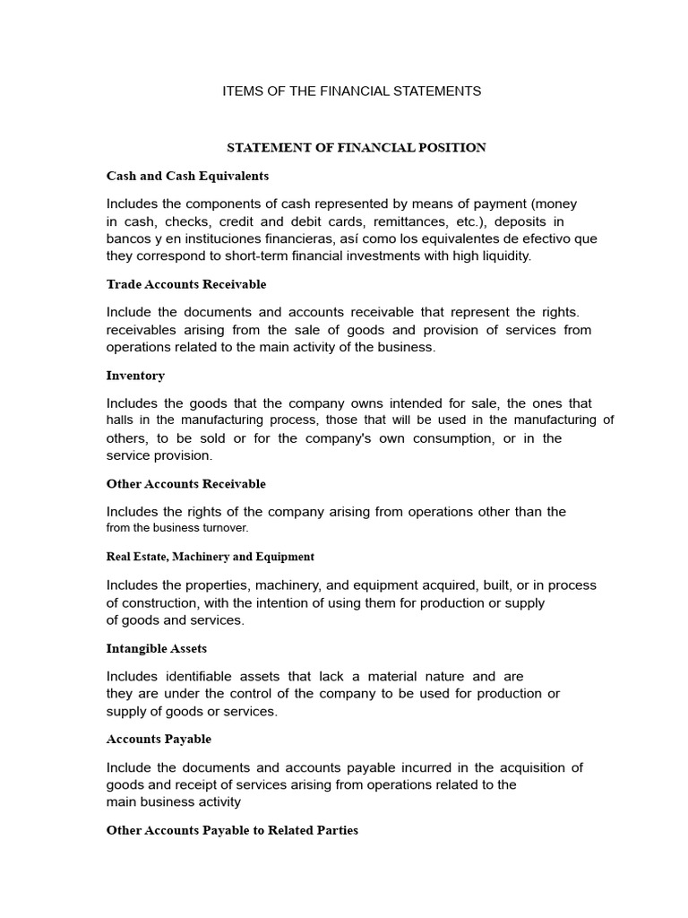 Items of The Financial Statements | PDF | Expense | Balance Sheet