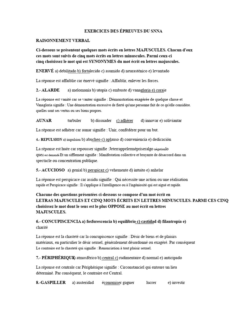 Exercices Des Épreuves Du Snna | PDF | Espace | La navigation