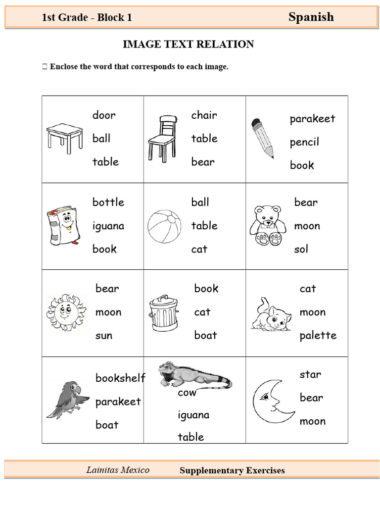 1st Grade - Spanish - Image Text Relationship PDF | PDF
