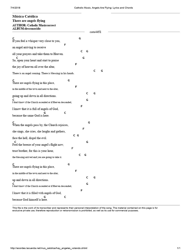 Catholic Music, There Are Angels Flying - Lyrics and Chords | PDF