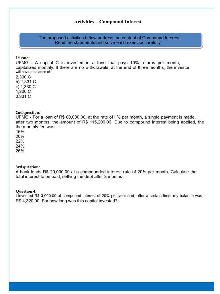 Compound Interest Activities | PDF