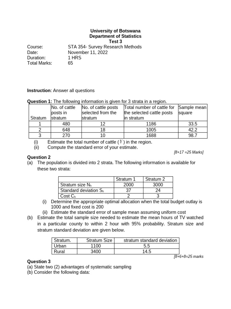 STA 354 Test 3 Special 11november22 | PDF | Sampling (Statistics ...