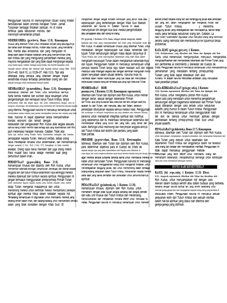Definisi Dari Karunia Rohani | PDF