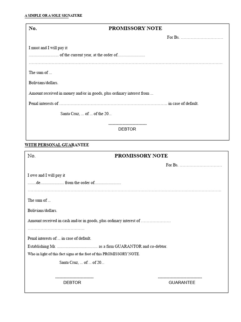 Types of Promissory Notes | PDF | Guarantee | Promissory Note