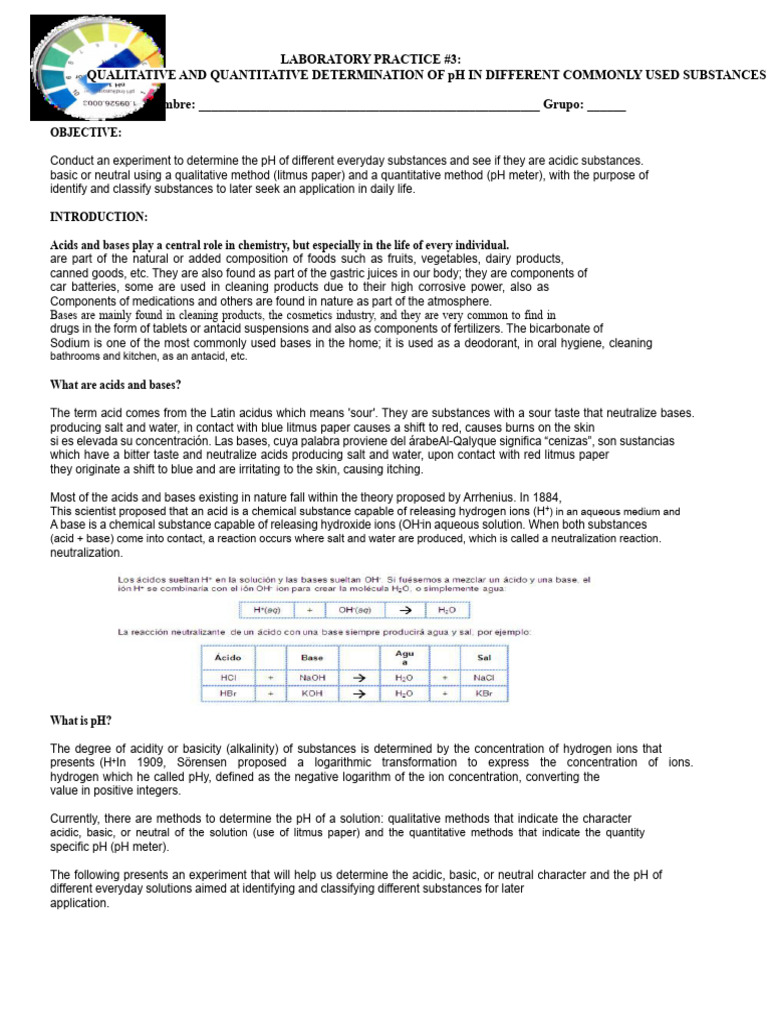 pH Testing of Common Substances Experiment | PDF | Acid | Ph