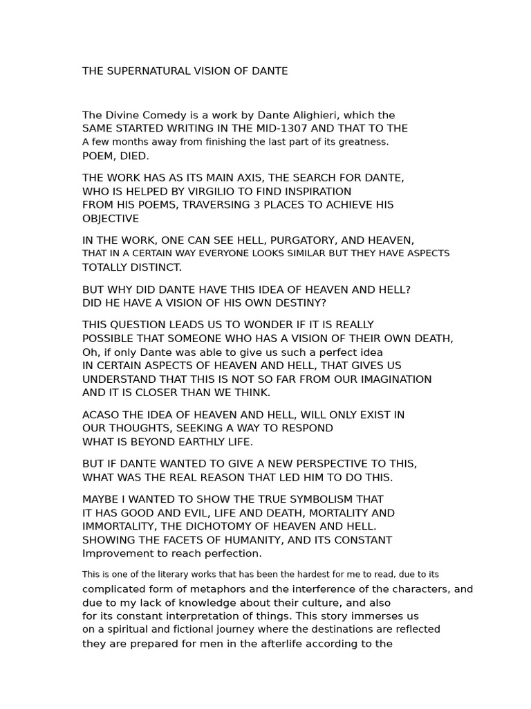 Brief Essay On The Divine Comedy | PDF | Hell | Divine Comedy