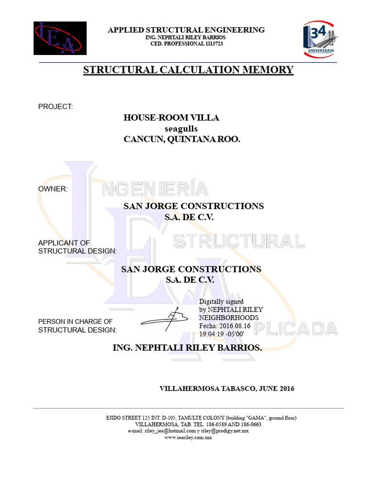 Calculation Report of A Residential House | PDF | Structural Load ...