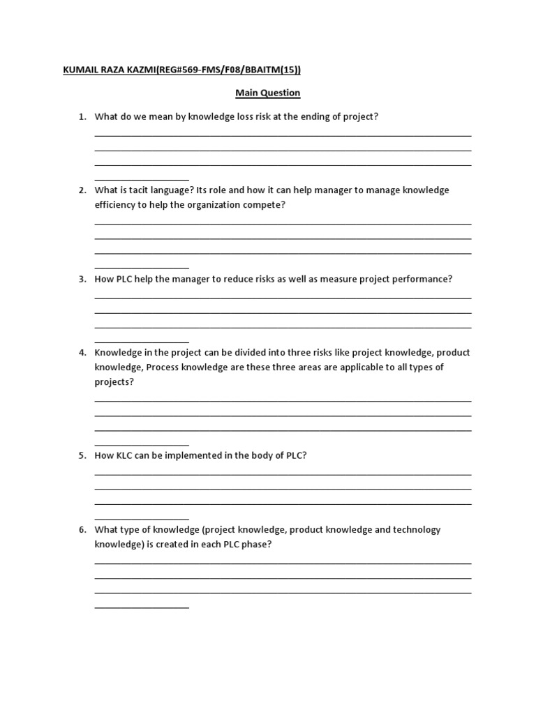 KUMAIL RAZA KAZMI (REG#569-FMS/F08/BBAITM (15) ) Main Question | PDF