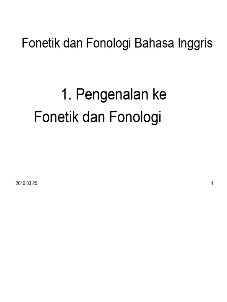 Fonetik dan Fonologi Bahasa Inggris | PDF