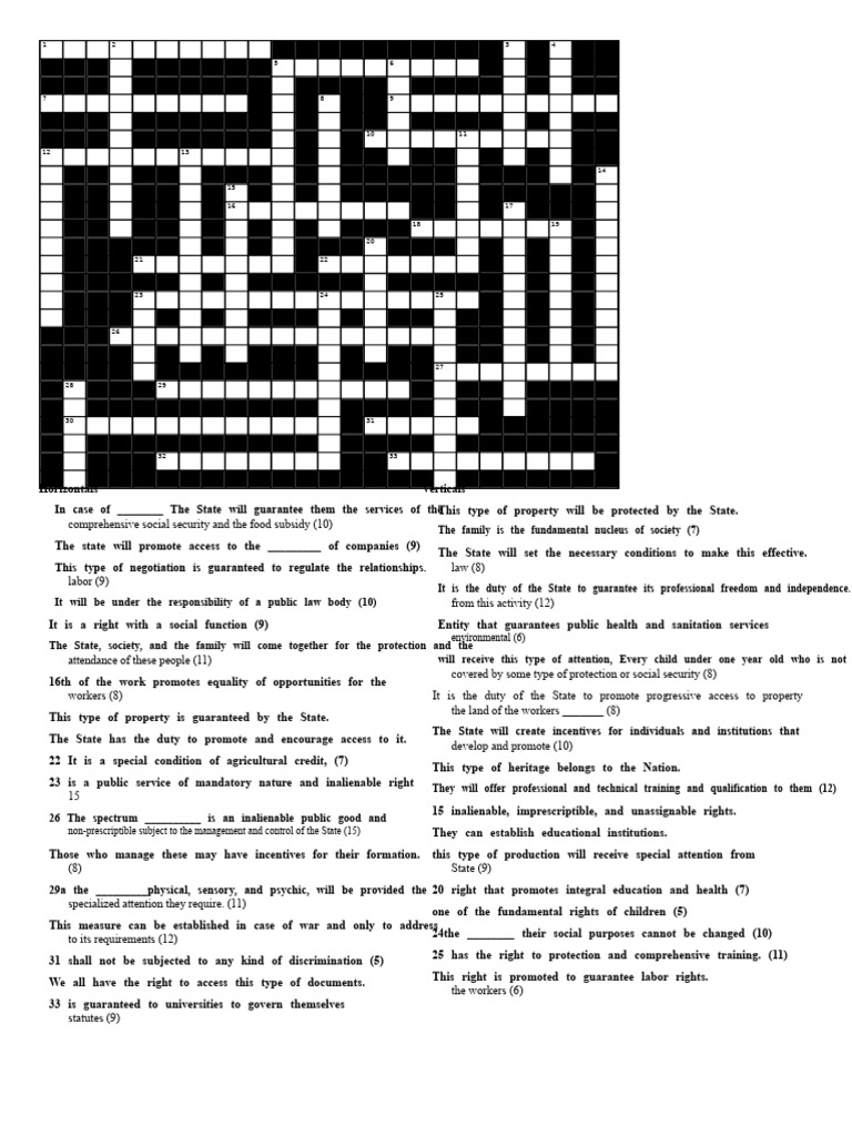 Crossword Social, Economic and Cultural Rights | PDF | Social Ethics ...