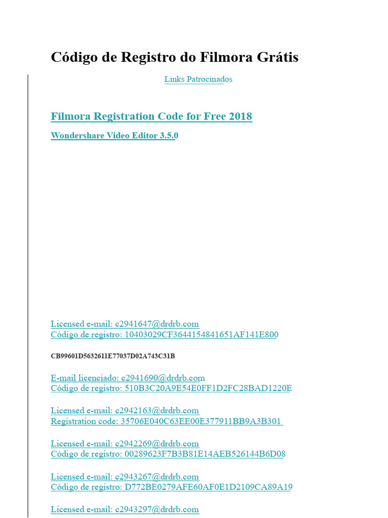 Código de Registro Filmora Grátis.docx | PDF