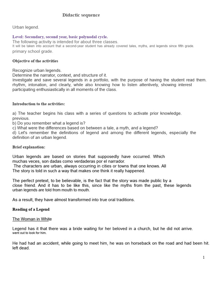 Literature Sequence "The Legend" | PDF | Legends | Narrative