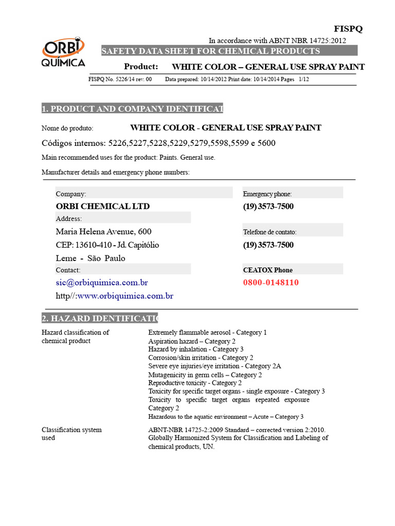 Fispq 5226 General Use Spray Paint | PDF | Waste Management | Toxicity