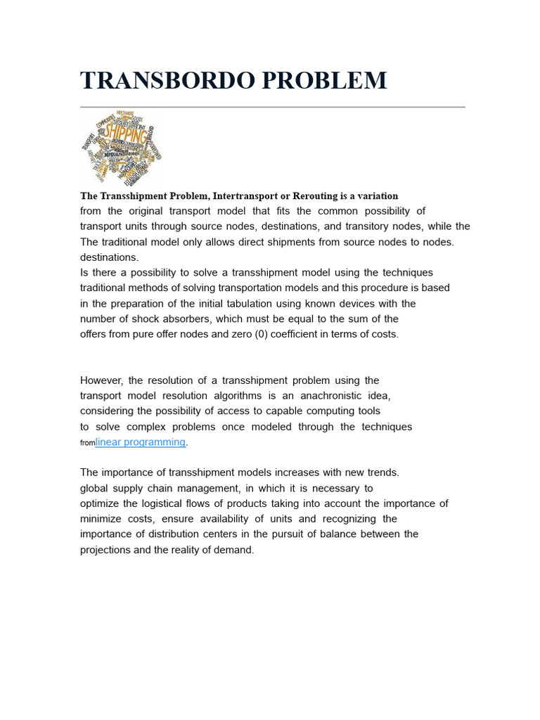 Transshipment Problem Pdf Linear Programming Vertex Graph Theory