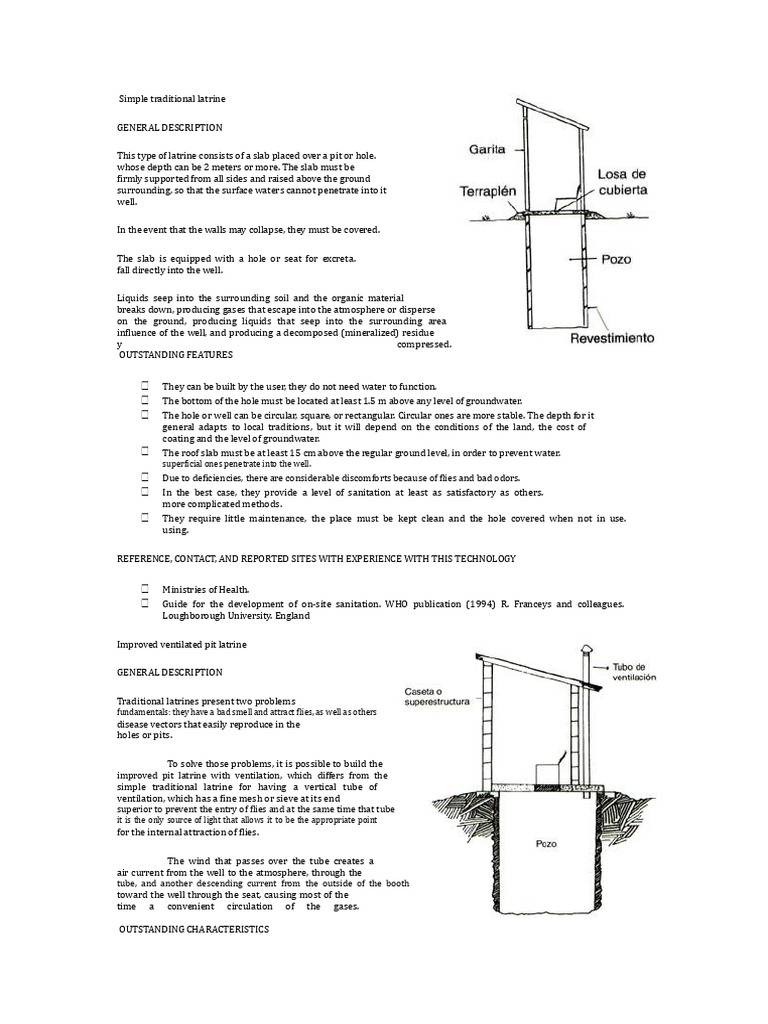 Traditional and Improved Latrine Types | PDF | Water | Civil Engineering