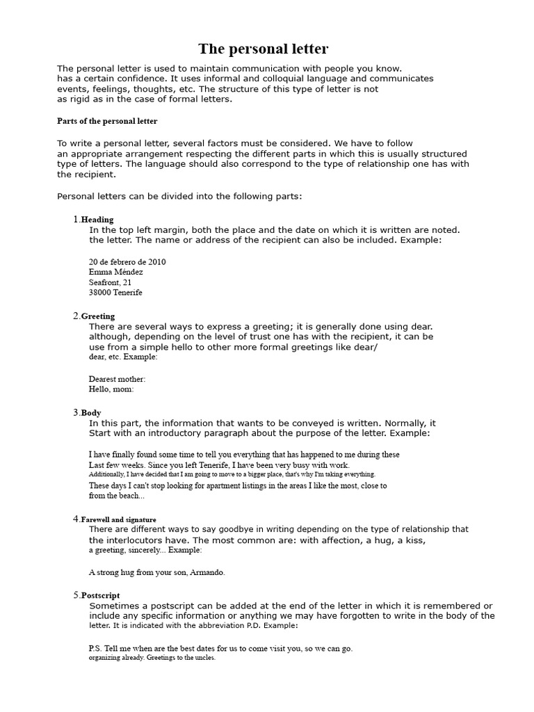 The Personal Letter | PDF | Communication