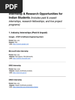 Internship Calendar For 2026 | PDF