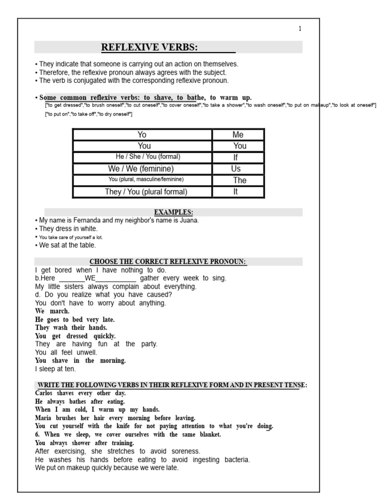 Understanding Reflexive Verbs in Spanish | PDF | Syntactic ...