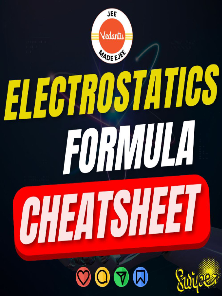 Electrostatics - Formula Sheet | PDF | Capacitance | Capacitor