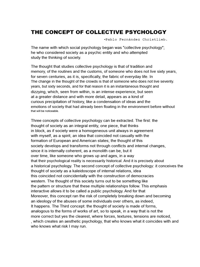 The Concept of Collective Psychology | PDF | Thought | Reality