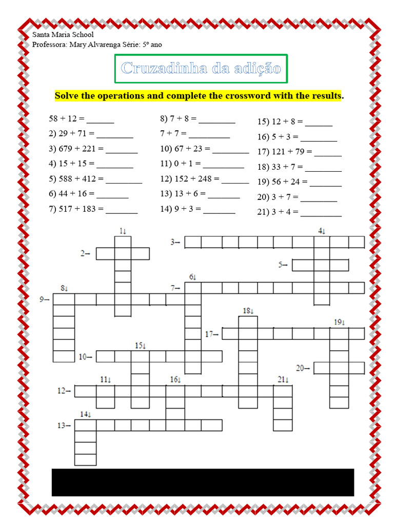 Math Operations for 5th Grade Students | PDF | Puzzles | Games Of ...