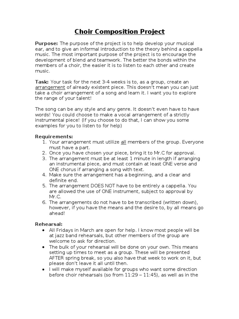 Choir Composition Project | PDF | Choir | Musical Compositions