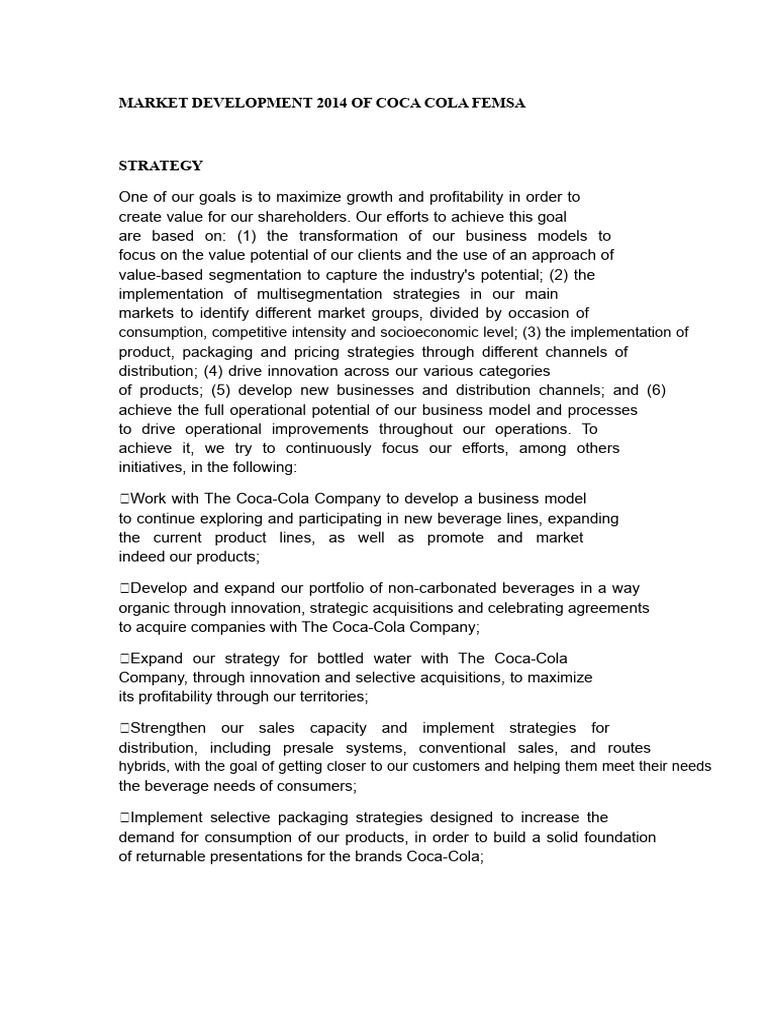 Coca-Cola FEMSA Market Development 2014 | PDF | The Coca Cola Company ...