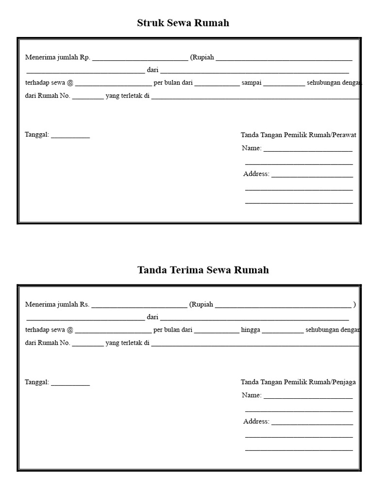Format Kwitansi Sewa | PDF