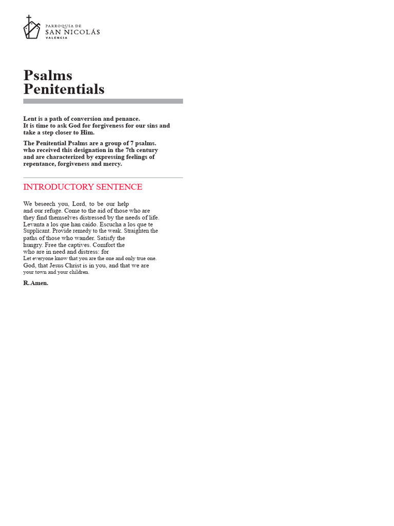 Penitential Psalms-1 | PDF | Penance | Religious Belief And Doctrine