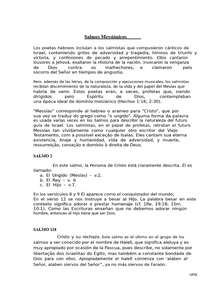 Salmos Mesiánicos | PDF | Cristo (título) | Jesús