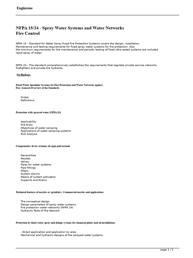 NFPA 15/24: Fire Protection Water Systems | PDF | Fire Sprinkler System ...