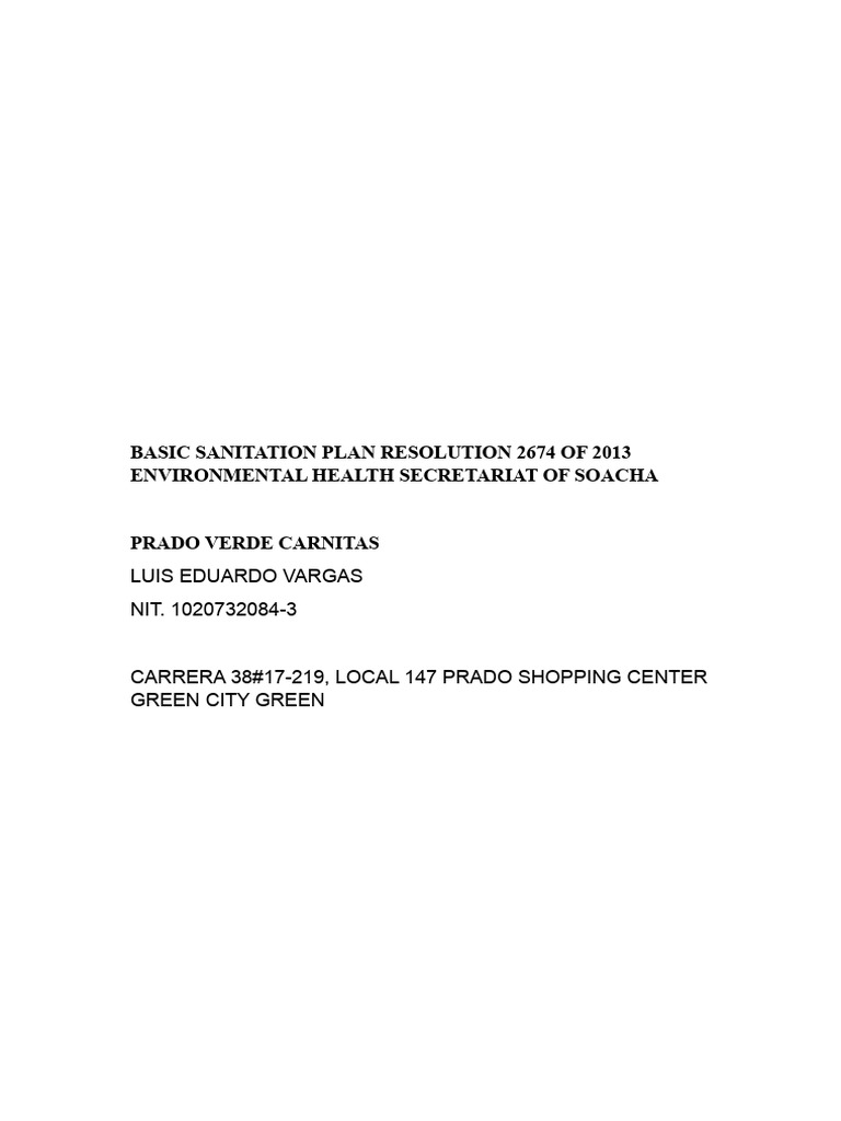 BASIC SANITATION PLAN | PDF | Hygiene | Sanitation