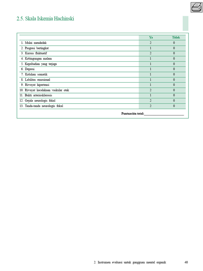 Skala Iskemia Hachinski untuk Evaluasi Neurologis | PDF
