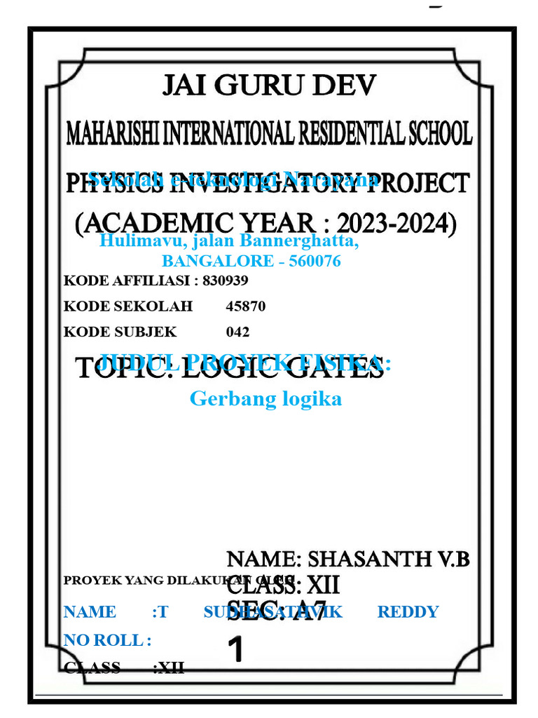 Proyek Investigasi Fisika Kelas 12 Pintu Logic | PDF