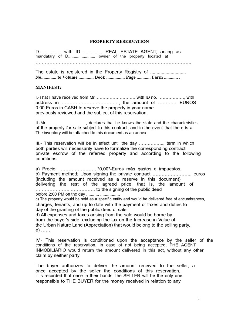 Property_Reservation.pdf | PDF | Sales | Taxes