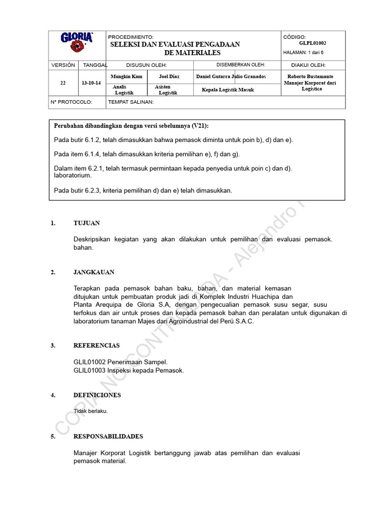 Seleksi dan Evaluasi Pemasok Material | PDF