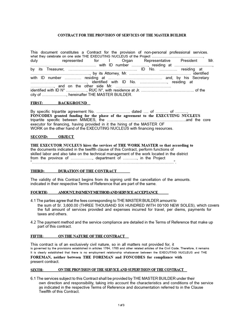 Master Builder Service Contract | PDF | Justice | Crime & Violence