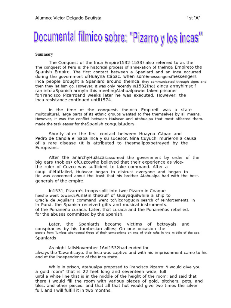 Film Documentary Pizarro and The Incas - Era of The Conquest - History ...